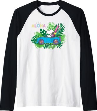 Peanuts Snoopy Aloha Hawaii Adventure Surf Sun Waves Retro Raglan