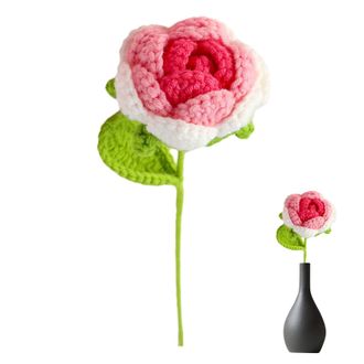 Generic Gehäkelte Rose, gehäkelte Blumen | bunte Rose für San | von Hand gestrickte Rose für Mädchen und Frauen, Hochzeitstag, San, Frauentag, Party de