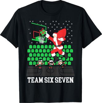 Trendy Apparel Christmas Team Six Seven Santa Dunking On Elf T-Shirt
