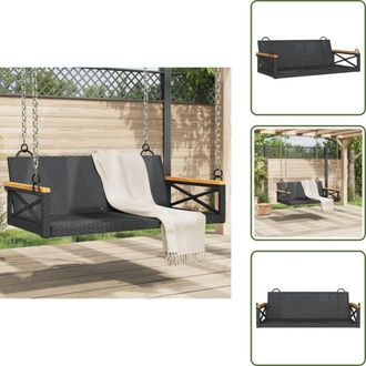 vidaXL The Living Store - H&auml;ngebank Schwarz 109x62x40 cm Poly Rattan - Gartenschaukel - Outdoor M&ouml;bel - Gartenbank - H&auml;ngebank - Polyrattan