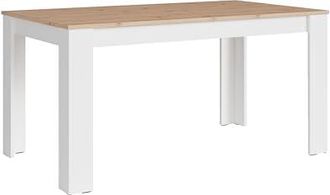 Byliving Esstisch NORI/Moderner Küchentisch in Eiche-Optik/Untergestell Melamin weiß/Großer Tisch / 160 x 90, H 75 cm