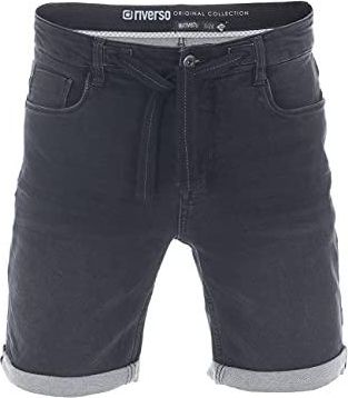 Riverso Short en Jean pour Homme RIVFred Short Court été Bermuda Stretch Pantalon de survêtement Coton Noir Gris Bleu foncé w30 w31 w32 w33 w34 w36 w38 w40 w4