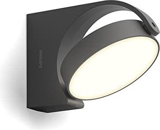 Philips Mimosa Outdoor Wandleuchte (7 W), wetterfeste Au&szlig;enleuchte mit beweglichem Panel und warmwei&szlig;er LED Beleuchtung, anthrazit, 2.700 Kelvin