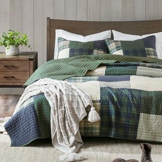 Woolrich WOOLRICH Ganzjahres-Bettw&auml;sche-Set, atmungsaktiv, passende Kissenbez&uuml;ge, Baumwolle, Mill Ceek, Gr&uuml;n, Doppelbett/Queensize-Bett (233,7 x 243,8 cm)