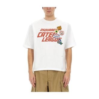 Dsquared2 T-Shirt mit Print - - Tops - Herren - Wei&szlig; - L