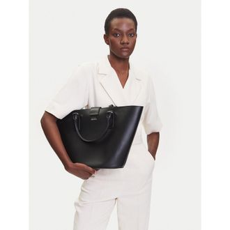 Tommy Hilfiger Handtasche Tommy Hilfiger Heritage Leather Tote AW0AW17209 Schwarz