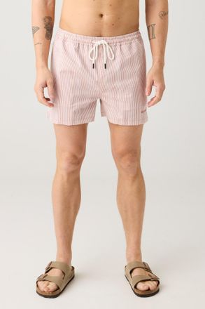 Knowledge Cotton Apparel Herren vegan Badeshorts Mid Thigh Seersucker Red Stripe
