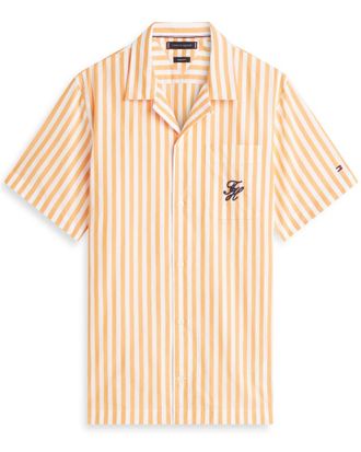 Tommy Hilfiger Kurzarmhemd mit Blockstreifen und Monogramm-Stickerei, Regular Fit in