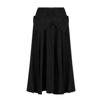 Maison Margiela Schwarzer Taffet&agrave; Midi Rock mit Schleife - - Skirts - Damen - Schwarzk - S