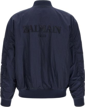 Balmain Logo-Embroidered Technical Bomber Jacket - Navy