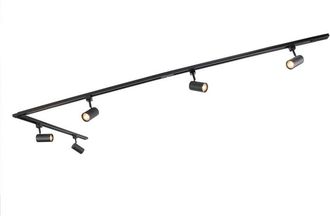 QAZQA Modernes Schienensystem mit 5 Strahlern Schwarz 1-phasig - Iconic Jeana