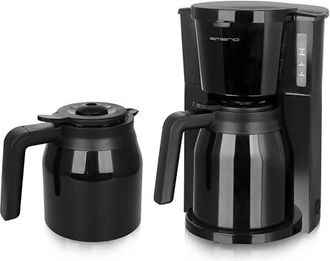 Emerio Filterkaffeemaschine mit 2 Thermokannen, 900 W, bis 8 Tassen in einem Durchgang, Schwenkfilter 1 x 4 mit Tropf-Stopp, inkl. Dauerfilter, automatische 