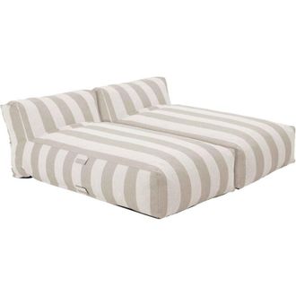Oviala Salon de jardin modulable avec 2 m&eacute;ridiennes ray&eacute;es sable - Mixi