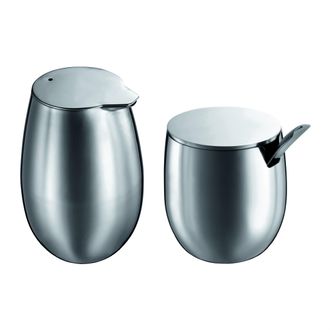 Bodum Columbia Zucker- und Milch-Set (Edelstahl, Milchkännchen, Zuckerdose) glänzend, Shiny