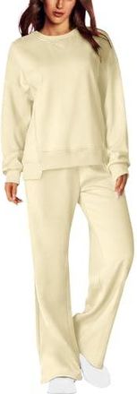 Generic Surv&ecirc;tement de sport pour femme - 2 pi&egrave;ces - Confortable - Sweat et pantalon - Tenue dentra&icirc;nement d&eacute;contract&eacute;e - Manches longues - Avec poches - Comb