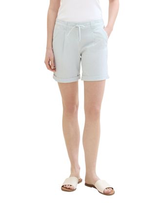 Tom Tailor Damen Chino Bermuda Shorts, delicate green white stripe, 34