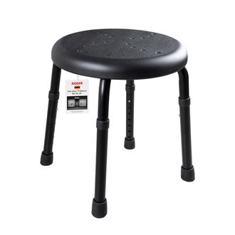 Ridder Bad-Hocker Go, &Oslash; 50x34,9-52,5cm, schwarz, Aluminium/PE/TPR | H&ouml;henverstellbarer Duschhocker mit rutschhemmender Sitzfl&auml;che. Stabiler Badehocker | Bela