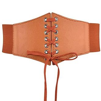 Generic Ceinture Femme Grande Taille - Ceinture Corset &Eacute;lastique pour Femmes Large Ceinture en Cuir Punk pour Robes Quotidien et Soir&eacute;es Halloween