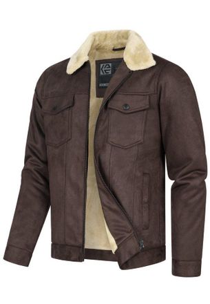 Indicode Lederjacke Herren INWoodleys Jacke Winter Herrenjacke Winterjacke mit warmem Teddyfell