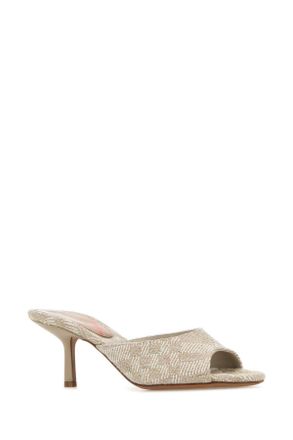 Burberry Womens Mews Mule Beige Fabric Sandal