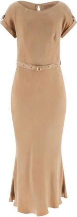 Guess Femme, Robes, Beige, Taille: 36 FR Robe Midi en m&eacute;lange de viscose