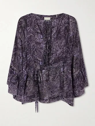 Isabel Marant Belted Silk Top - Blue