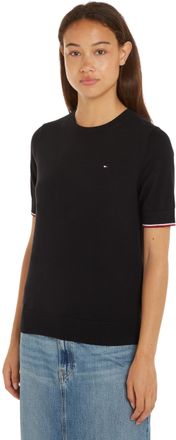 Tommy Hilfiger Damen Pullover Jersey Stitch Sweater Kurzarm, Schwarz (Black), XS