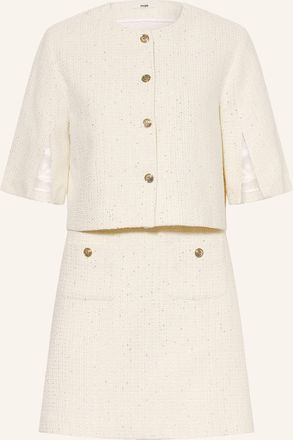 Maje Set: Boucl&eacute;-Kleid Und Jacke Mit Pailletten weiss
