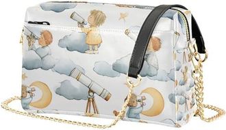 Mnsruu Sacs à bandoulière pour femme, sac à main en cuir motif nuage télescope