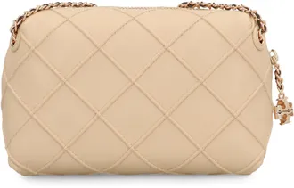 Tory Burch Quilted Lamb Leather Crossbody Bag - Beige