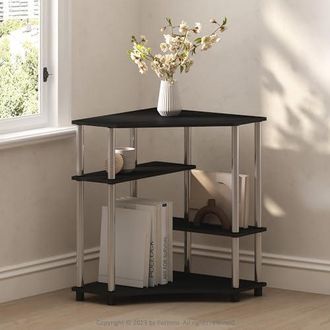 Furinno Turn-N-Tube Multifunktionales Eckregal, Präsentationsständer, Bücherregal, Americano, Edelstahlrohre