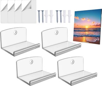 Generic Schallplatten-Wandhalterung - 4-teiliges Acrylregal, Transparentes Pr&auml;sentationsregal, Stabiles Design | H&auml;lt Mit Bildern, Comics, B&uuml;chern | Geeignet 
