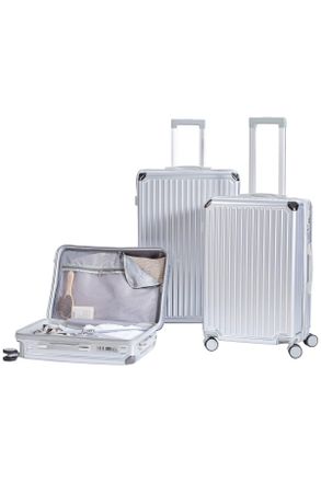 Novel Reisekofferset, Silber, Textil, Kunststoff, Metall, 3-teilig, Netzfach, Tragehenkel, TSA-Schloss, 360&deg;-Rollensystem, h&ouml;henverstellbarer Teleskopgriff,