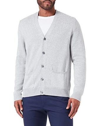 Amazon Essentials Pull Cardigan en Coton Homme, Gris Clair Chiné, L