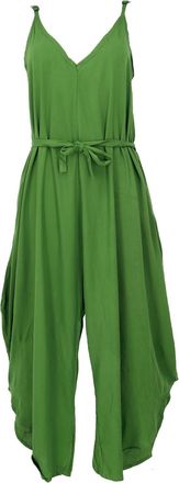 Guru Shop Einfarbiger Jumpsuit, Sommer Overall, Hosenkleid - Grasgrün, Damen, Synthetisch