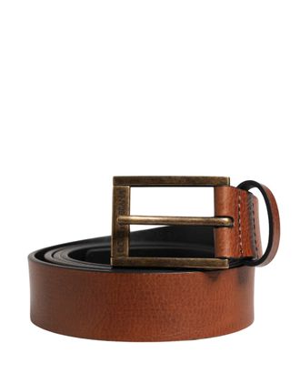 Dolce & Gabbana Men Brown Leather Classic Metal Buckle Belt Calf
