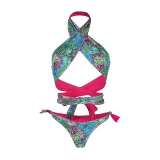 Reina Olga Blumiges Halter Bikini Set - - Swimwear - Damen - Gr&uuml;n - L