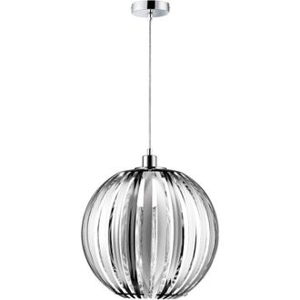 ETC Shop Decken Pendelleuchte mit Kugel Lampenschirm Chrom Design H&auml;ngeleuchte, 1x E27, IP20, Durchmesser x H&ouml;he 40 x 150 cm, Wohnzimmer Schlafzimmer