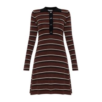 Ganni Polo-Kleid aus gestreiftem Merino - - Dresses - Damen - Braun - L