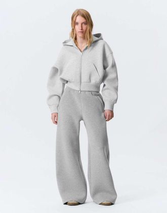 Weekday Pantalon de jogging ample - Gris chiné en tissu effet néoprène