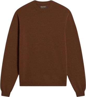 Woolrich Lambswool Rundhals-Pullover - - Knitwear - Herren - Braun - XL