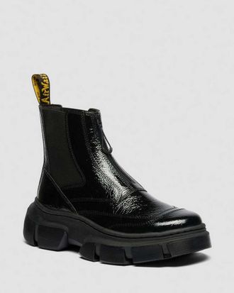 Dr. Martens Dmxl Distressed Lackleder Chelsea Stiefel Schuhe in Schwarz, Gr&ouml;&szlig;e: 36