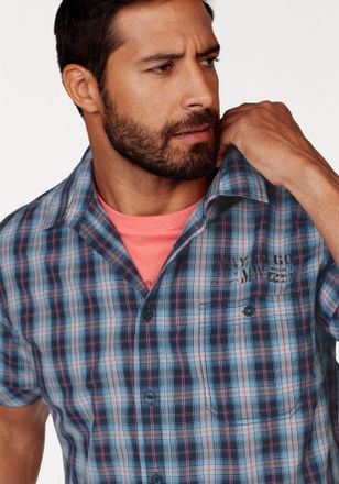 Man's World Kurzarmhemd MANS WORLD, Herren, Gr. XXXL (47/48), N-Gr, bunt (blau, rot, wei&szlig;), Obermaterial: 60% Baumwolle, 40% Polyester, kariert, mehrfarbig, beque