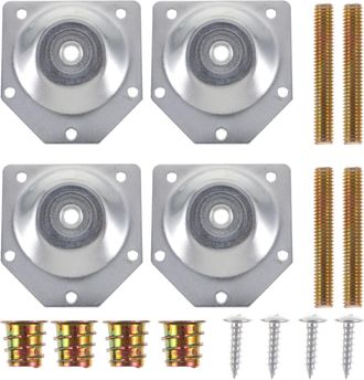 DOITOOL 4 St&uuml;ck 14 Grad abgewinkelte Bein-Montageplatten, M&ouml;belbeinbefestigungsplatten, Halterungen, T-Platte, M8, Sofabeine mit Stockschrauben, Konvertern, S