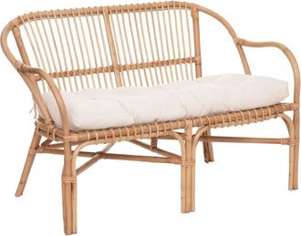 Atmosphera Atmosphera - Sitzbank 2-Sitzer Neta, Rattan und Baumwolle, wei&szlig; - Wei&szlig;