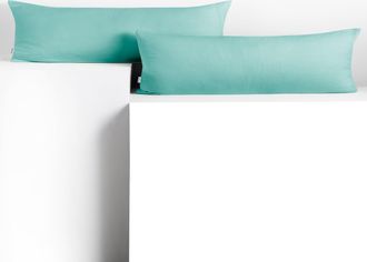Decoking 2 Kissenbezüge 40x145 cm Jersey 100% gekämmte Baumwolle Reißverschluss helltürkis Amber