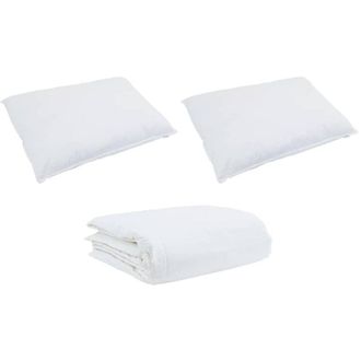 vidaXL Bettdecke mit Kissen 3 pcs Weiß Daunen Vidaxl