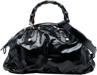 Gucci Hobo Bags - Coated Canvas Bamboo Dialux Pop Satchel - Gr. unisize - in Schwarz - f&uuml;r Damen