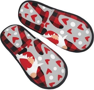 Generic Pantoufles Motif &agrave; carreaux Buffalo Love et Gnome Respirant Chaussons Homme Classiques Confortable Chausson Maison Maison Int&eacute;rieur M