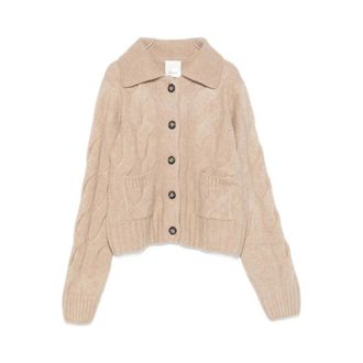 Allude Beiger Knopfpullover mit Taschen - - Knitwear - Damen - Beige - XS